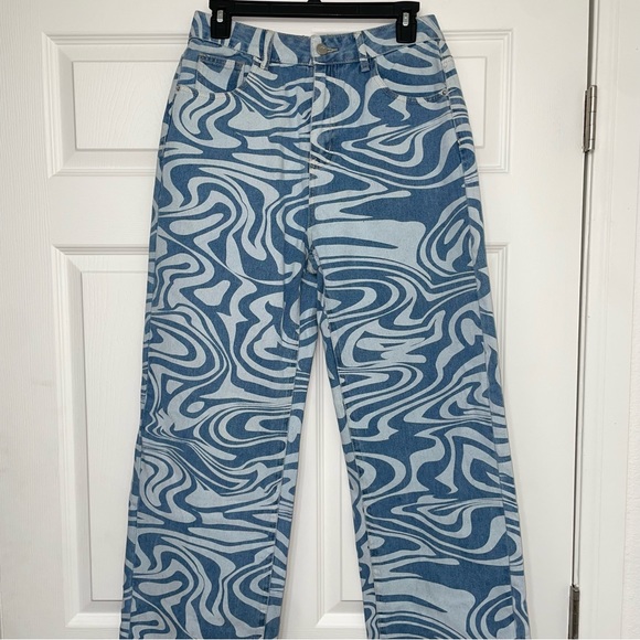 Jeans | Wavy Print Denim Jeans | Poshmark